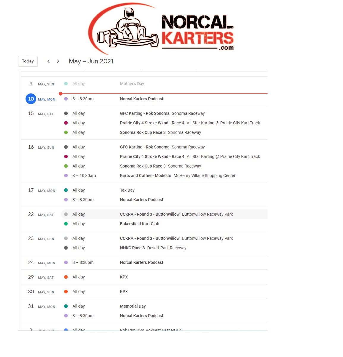 More Calendars and Clubs Added - Norcal Karters - Kart News, Events ...